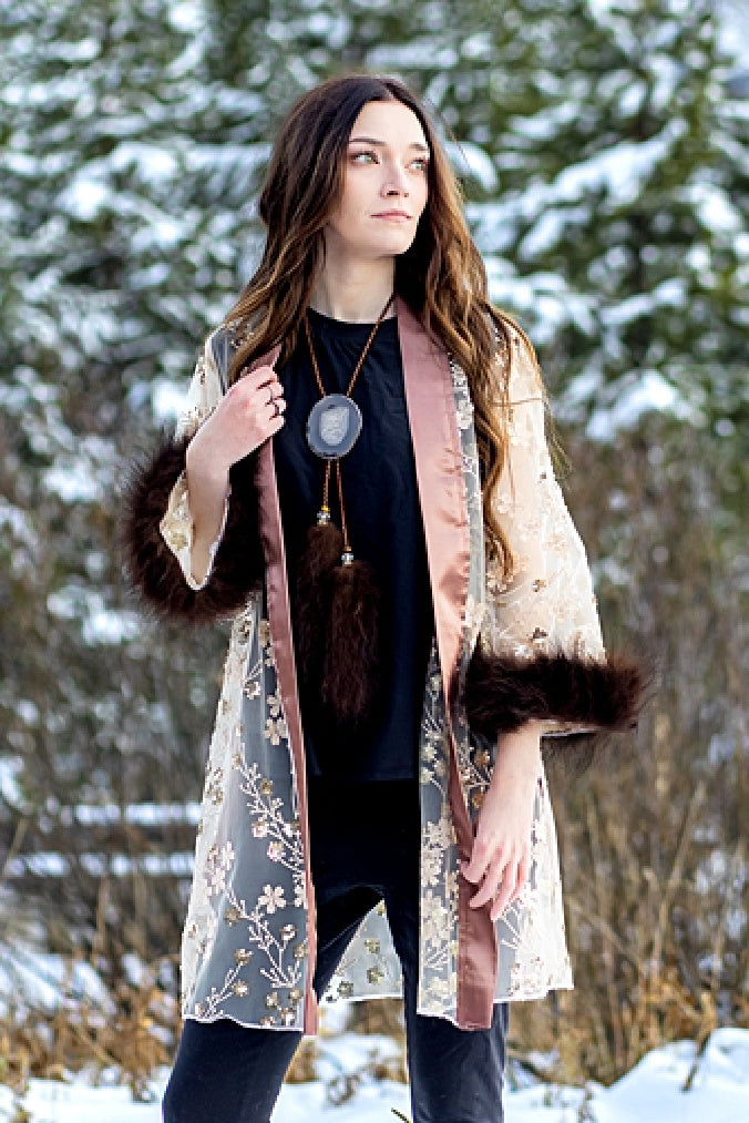 Champagne Sparkle Duster with Bison Trim – Jennie Montana